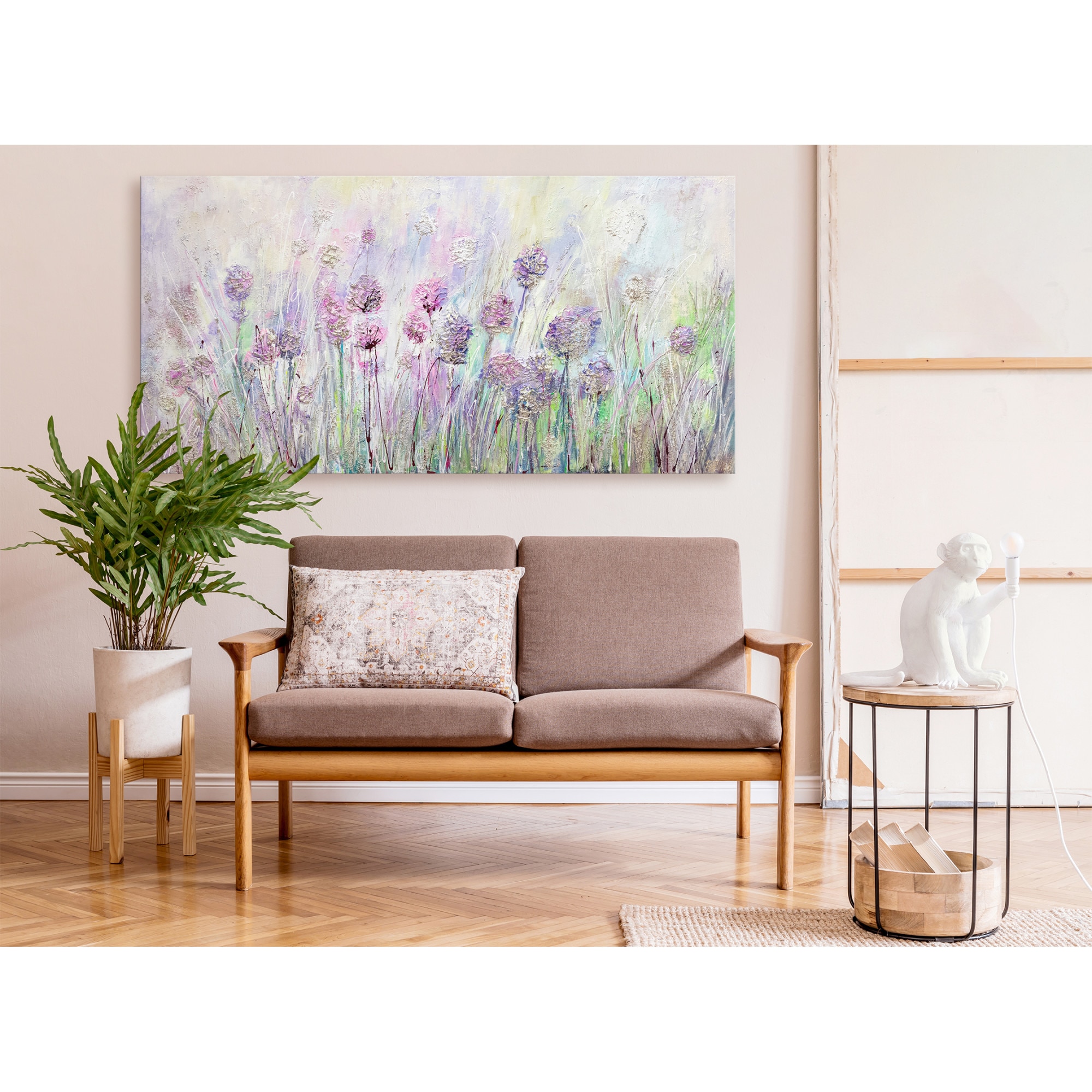 Tablou pictat manual Flori "Flori pe pajiste" 140x70cm - eMAG.ro