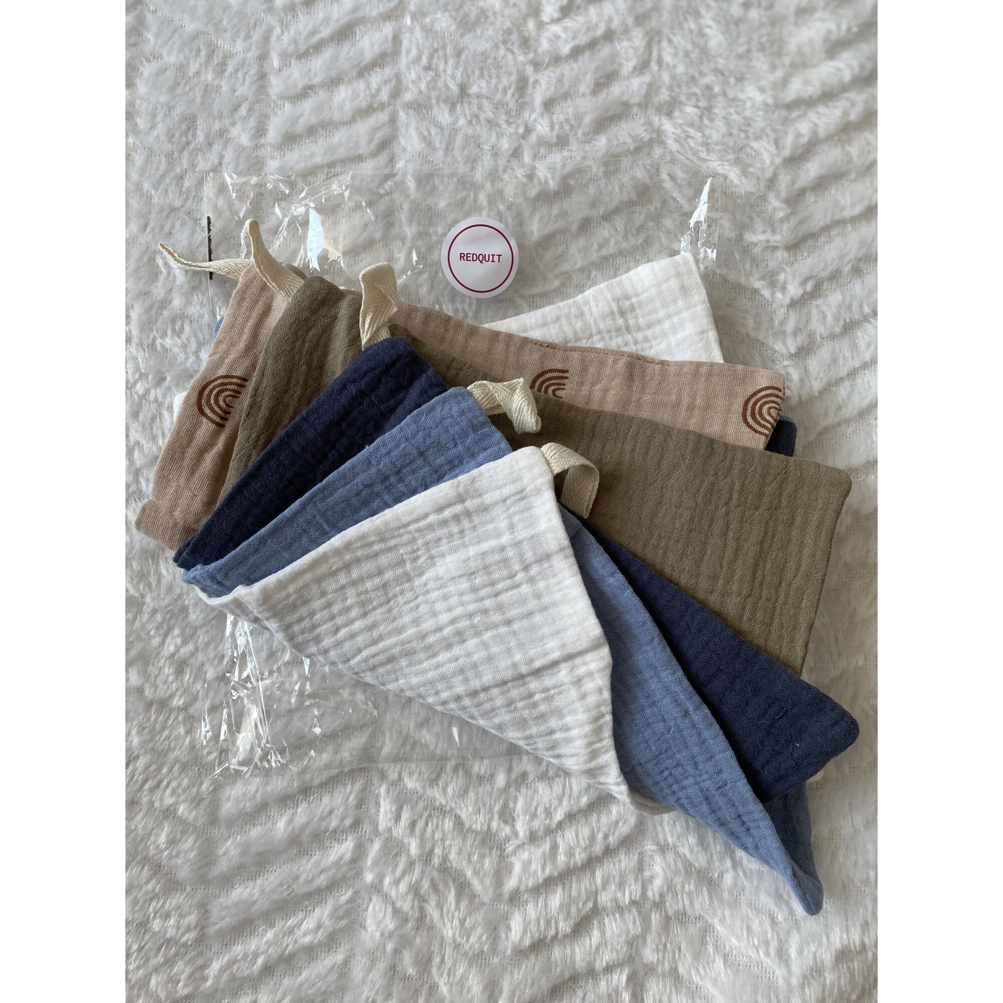 Set 5 prosoape REDQUIT din muselina pentru copii 23x23cm, multicolor ...