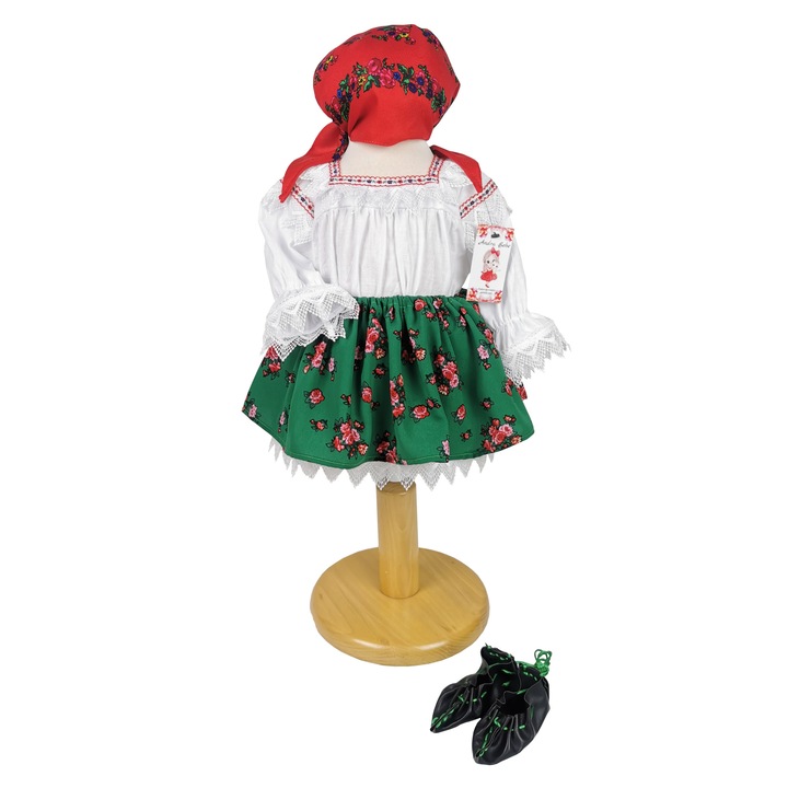 Costum popular fetita Maramures 6-9 luni, 68-74 cm, verde - eMAG.ro