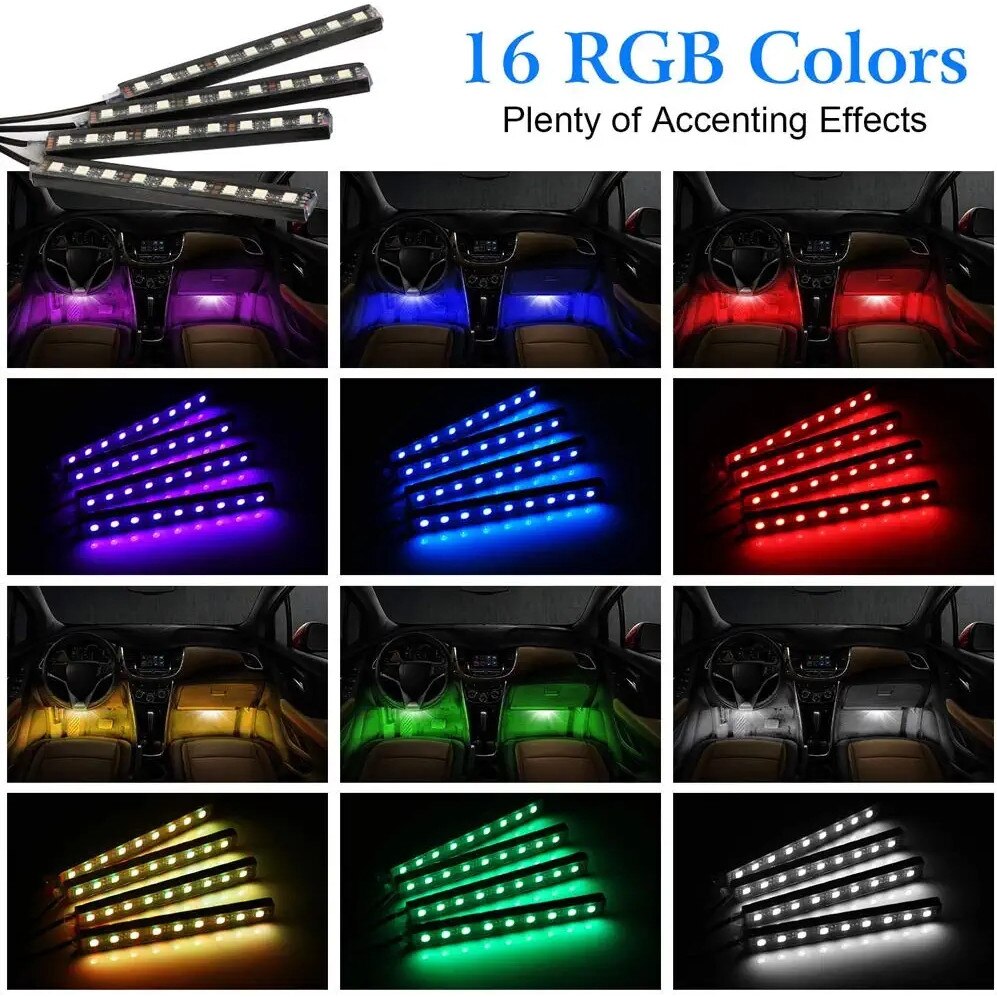 Banda LED Auto, RGB, 12V, Control telecomanda, Negru - eMAG.ro