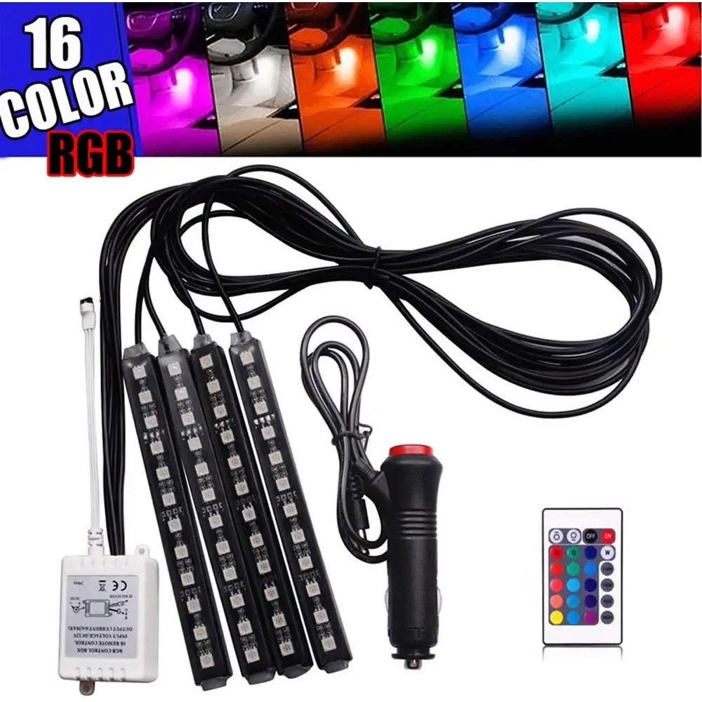 Banda LED Auto, RGB, 12V, Control telecomanda, Negru - eMAG.ro