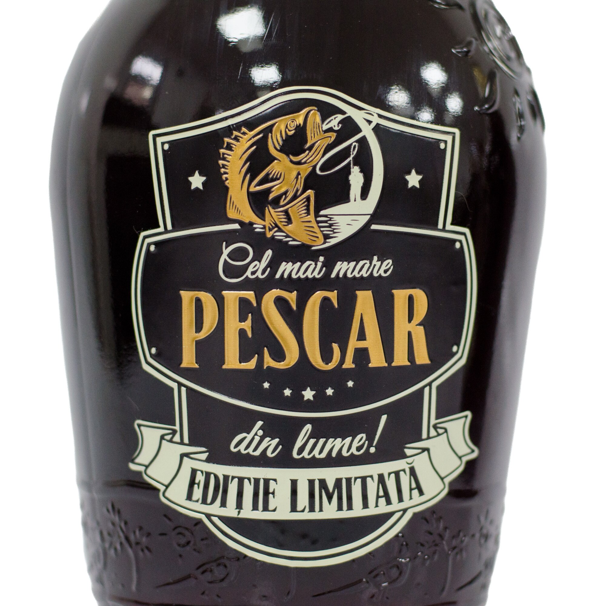 Vin personalizat 1 litru, Poem Design, Pentru cel mai bun pescar din ...