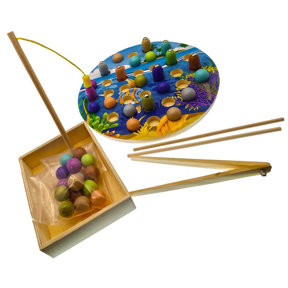 Joc Montessori magnetic cu pestisori si 3 unelte de pescuit - eMAG.ro