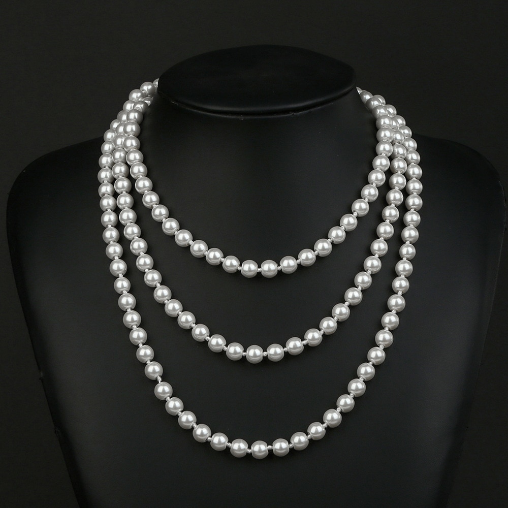 Colier dama, Plastic/Perle, 8mm, Alb - eMAG.ro