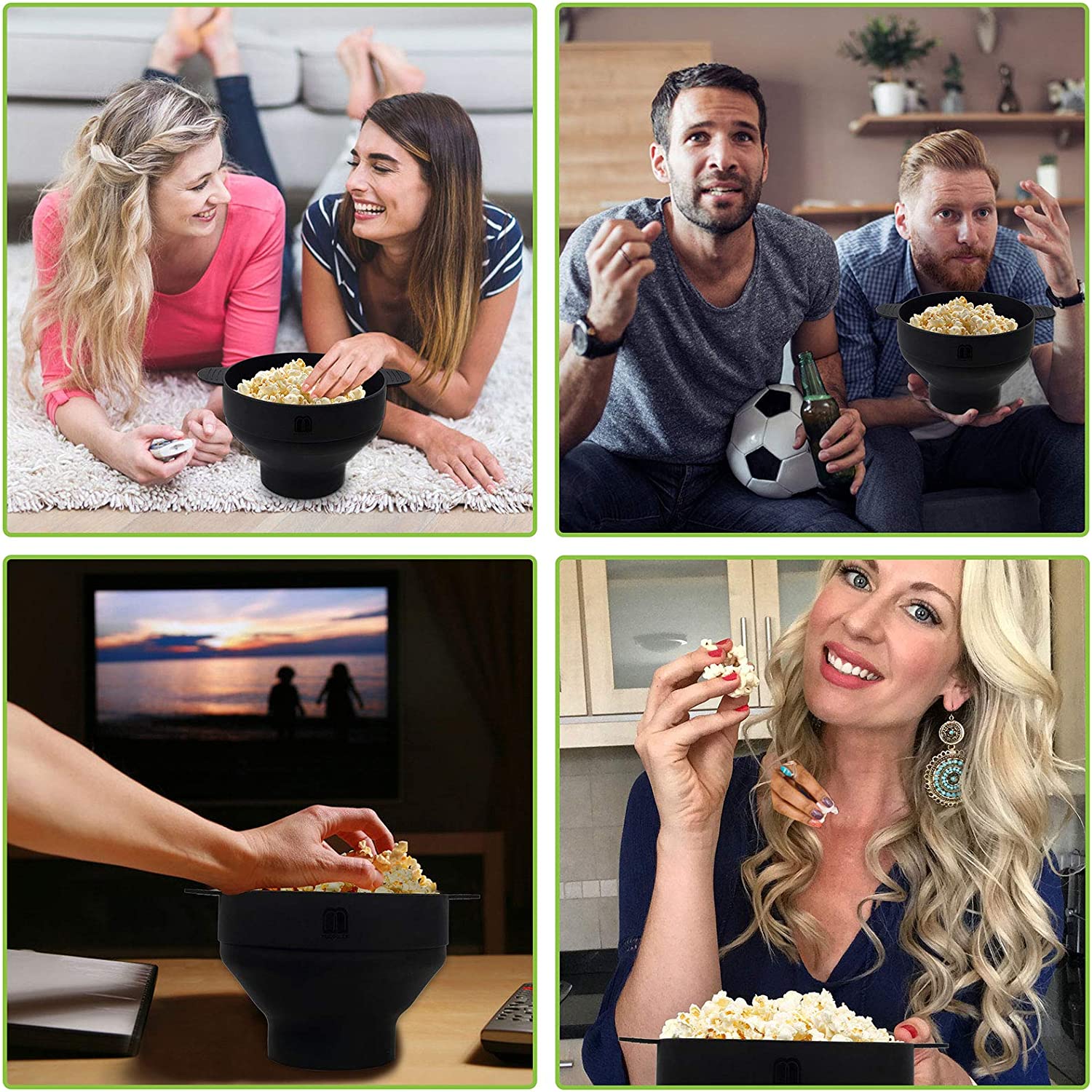 Recipient popcorn microunde, Silicon, Negru - eMAG.ro