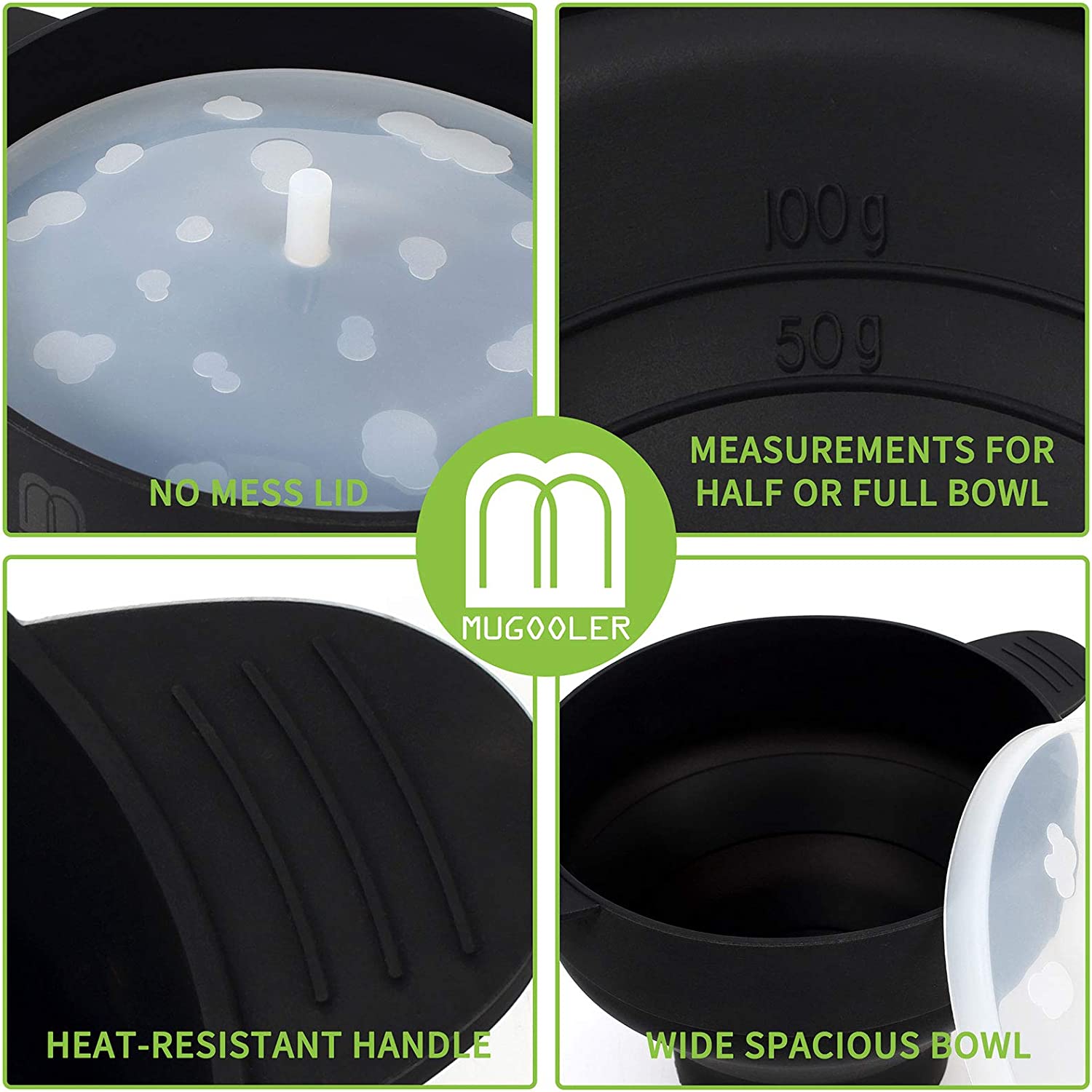 Recipient popcorn microunde, Silicon, Negru - eMAG.ro