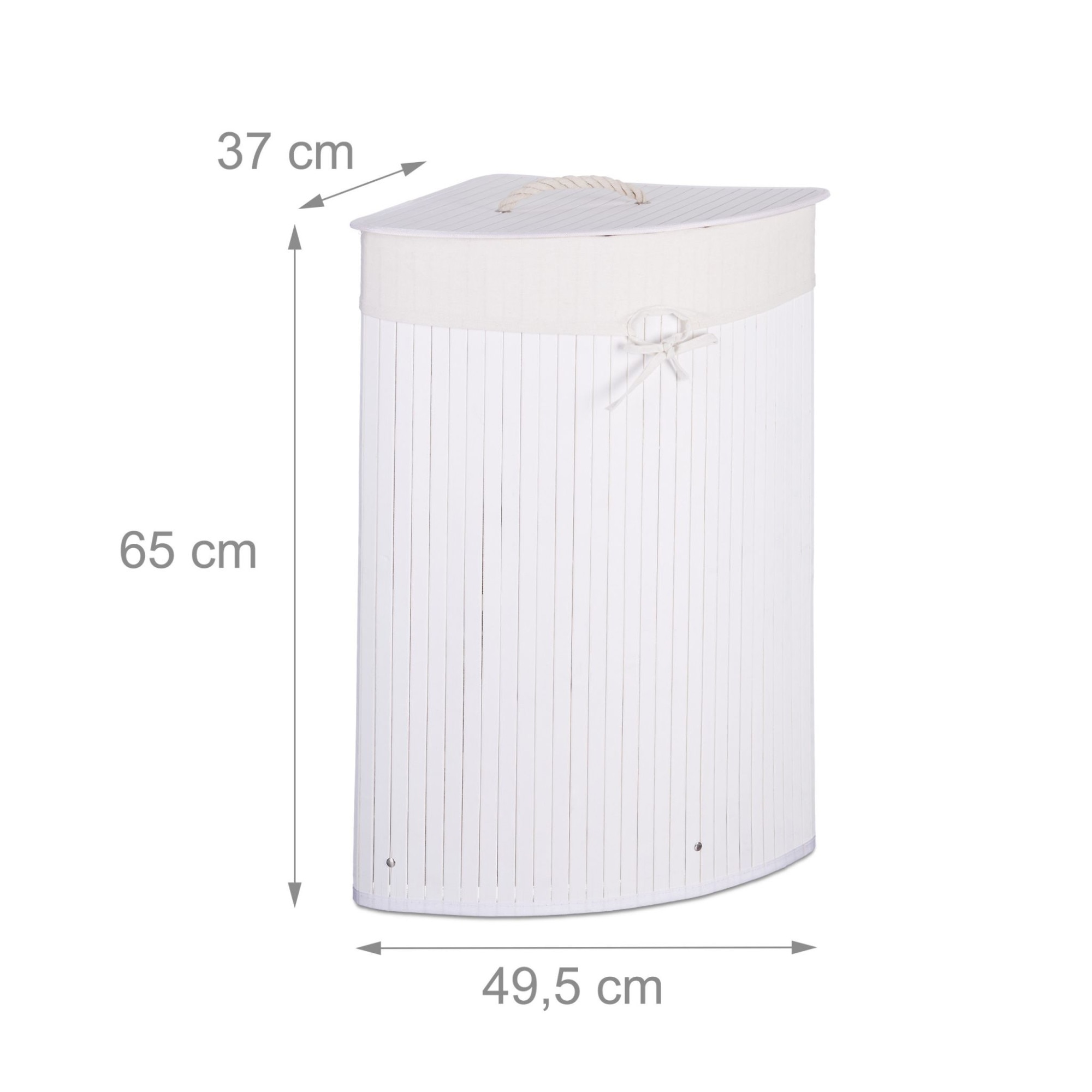 Cos de rufe RelaxDays, de colt, din bambus, alb, 60 l, 65 x 49,5 x 37 ...