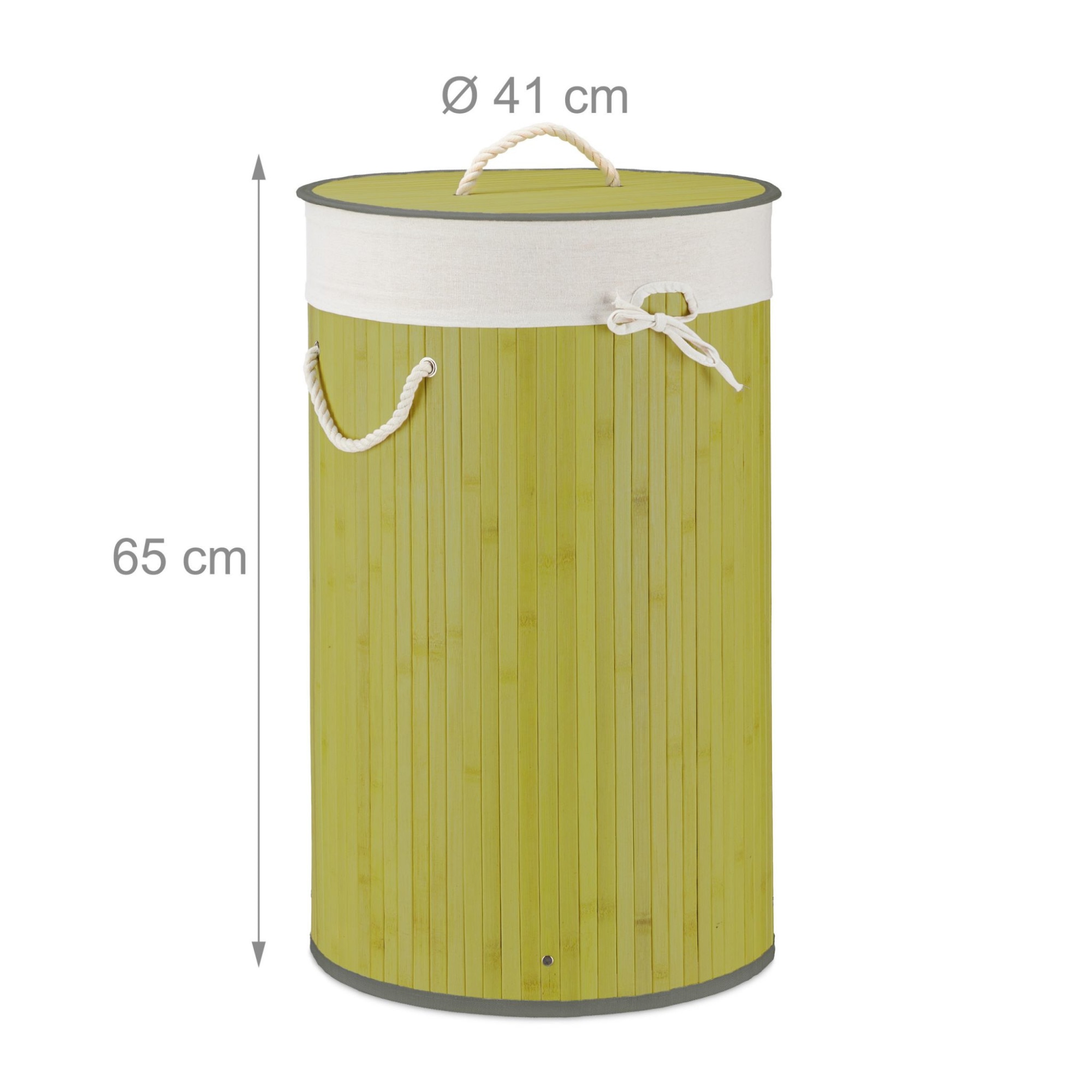Cos de rufe rotund din bambus, RelaxDays, verde, 70 l, 65 x 41 cm - eMAG.ro