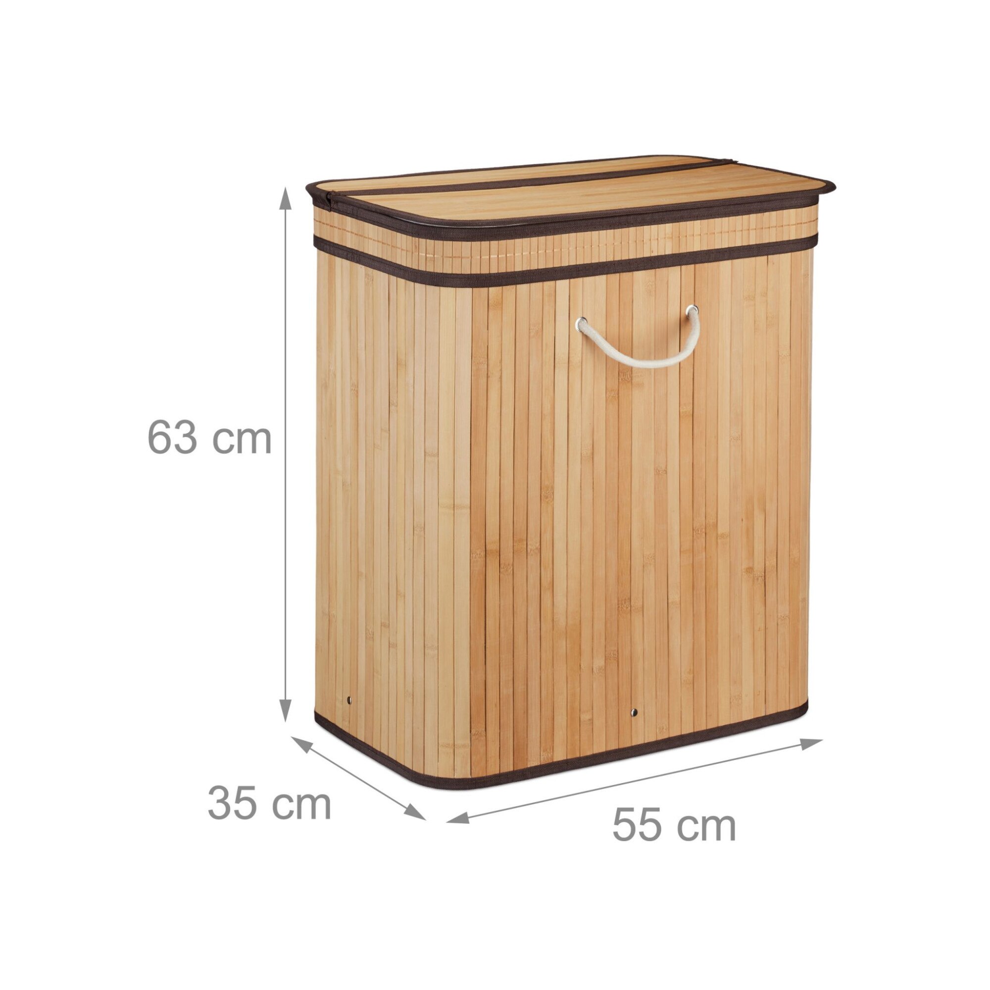 Cos de rufe din bambus Relaxdays, natur, 95 l, 63 x 55 x 35 cm - eMAG.ro