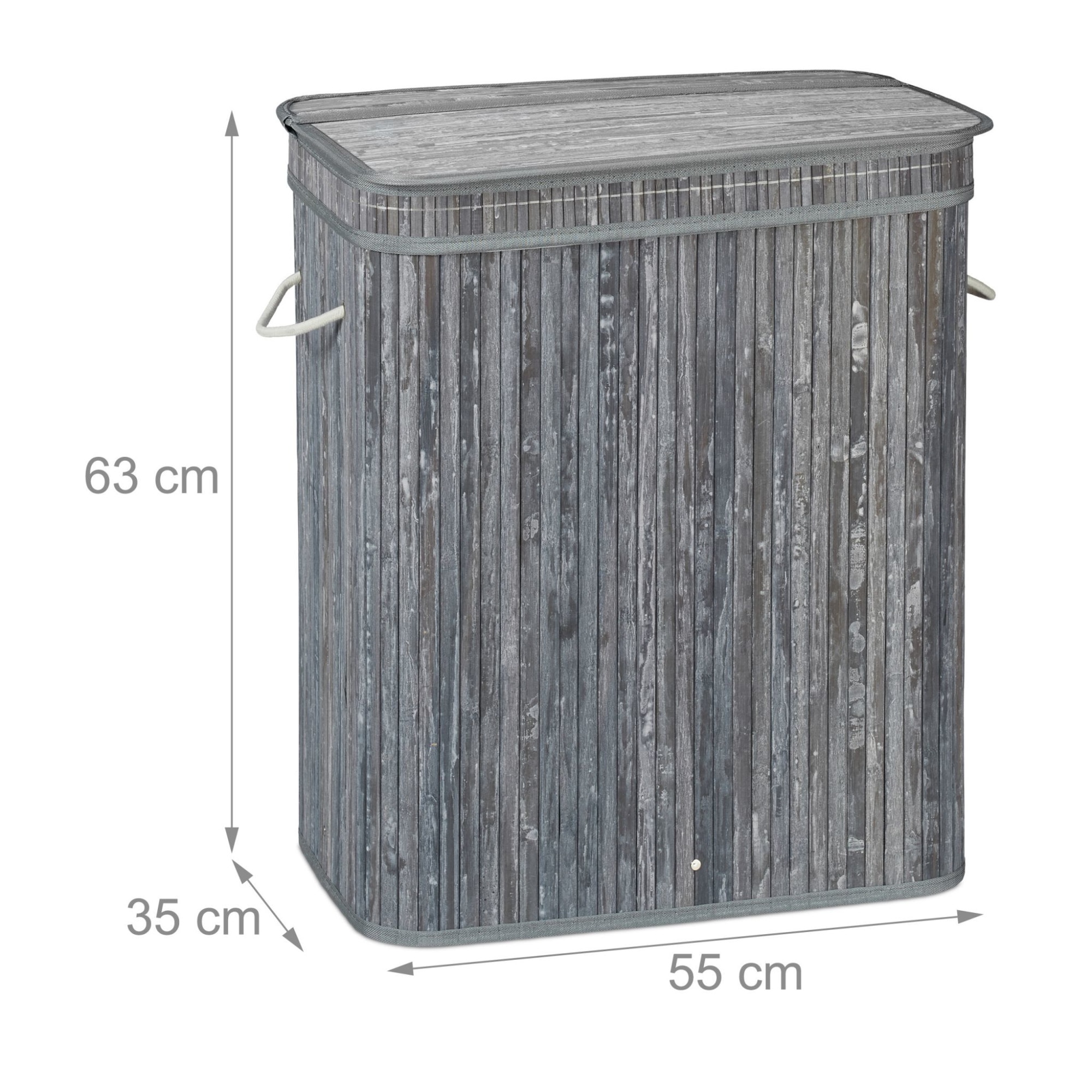 Cos de rufe din bambus Relaxdays, gri, 95 l, 63 x 55 x 35 cm - eMAG.ro