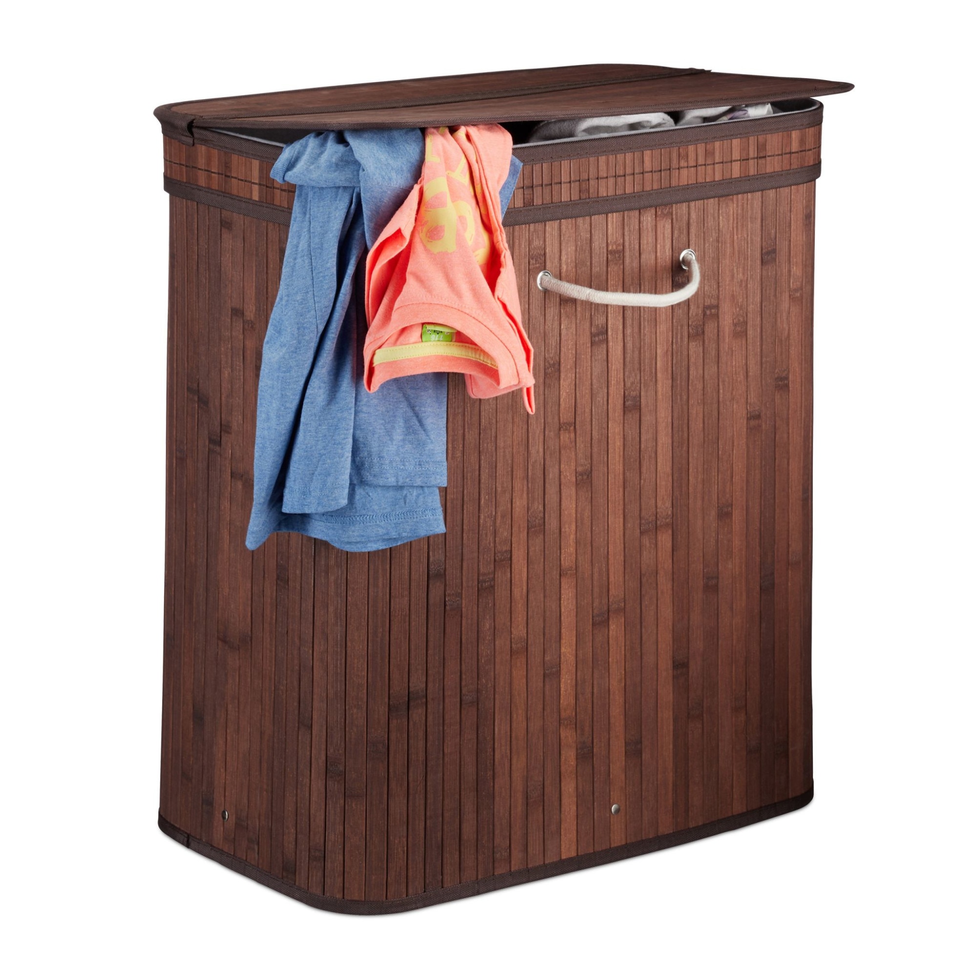 Cos de rufe din bambus Relaxdays, maro, 95 l, 63 x 55 x 35 cm - eMAG.ro