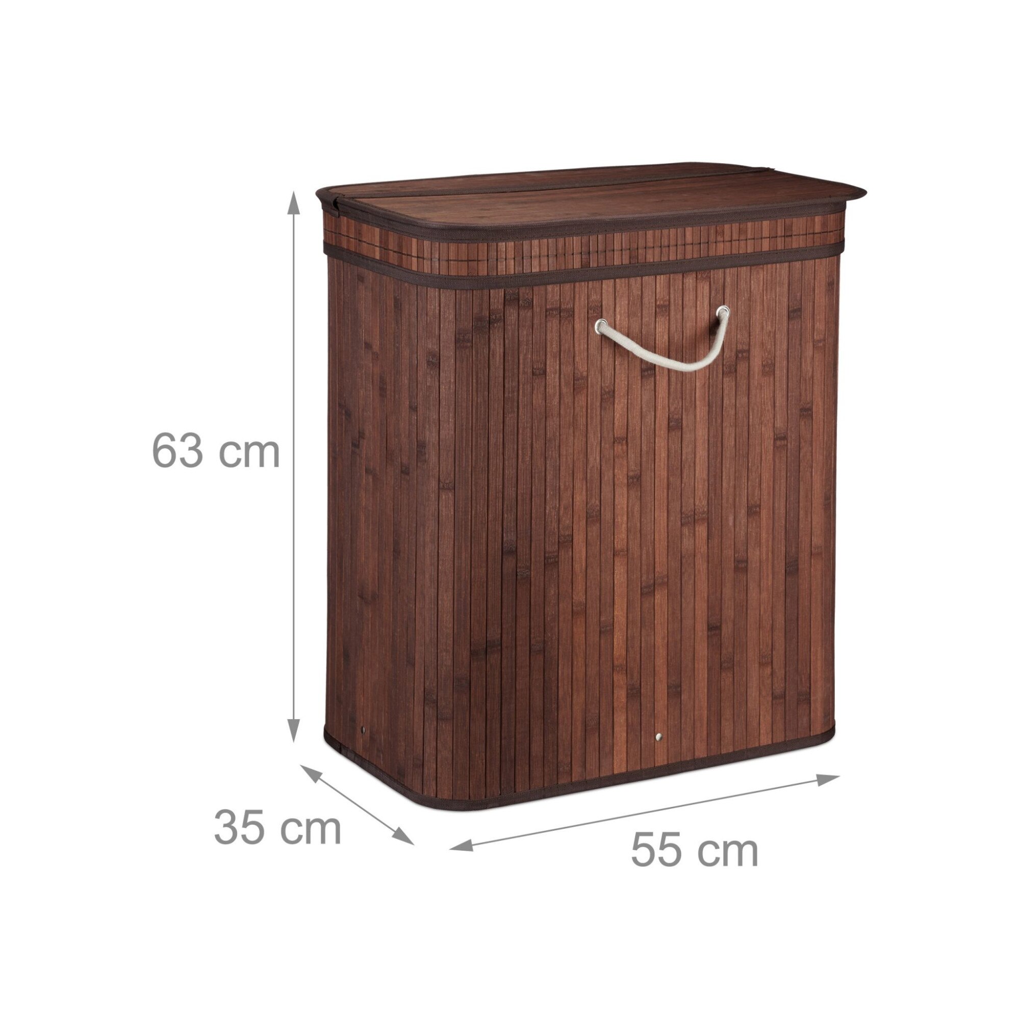 Cos de rufe din bambus Relaxdays, maro, 95 l, 63 x 55 x 35 cm - eMAG.ro