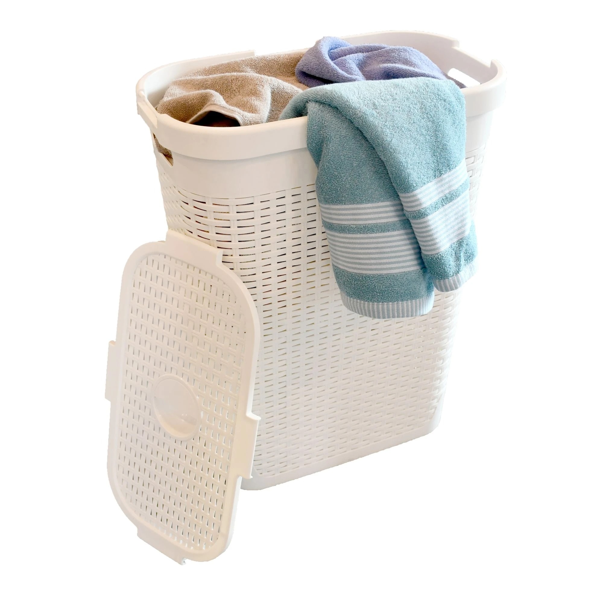 Cos de rufe Cottage Slim, 40 L, alb ivoriu, cu manere - eMAG.ro