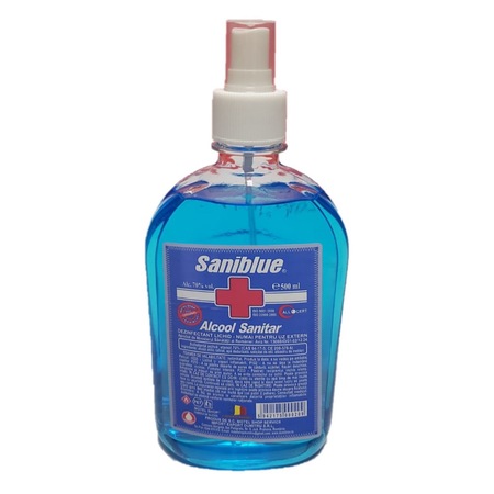 Alcool sanitar Saniblue 70% cu spray atomizor, 500 ml - eMAG.ro