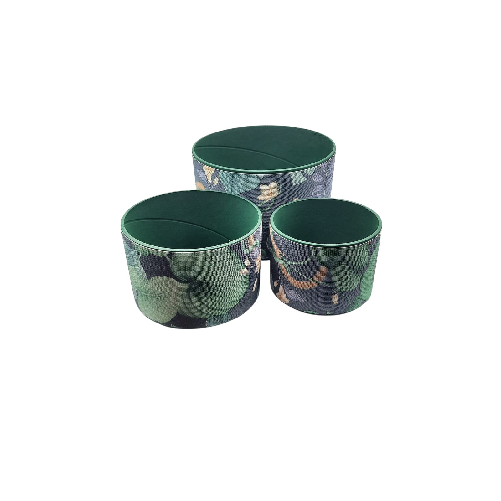 Set 3 cutii rotunde deco fara capac, Verde - eMAG.ro
