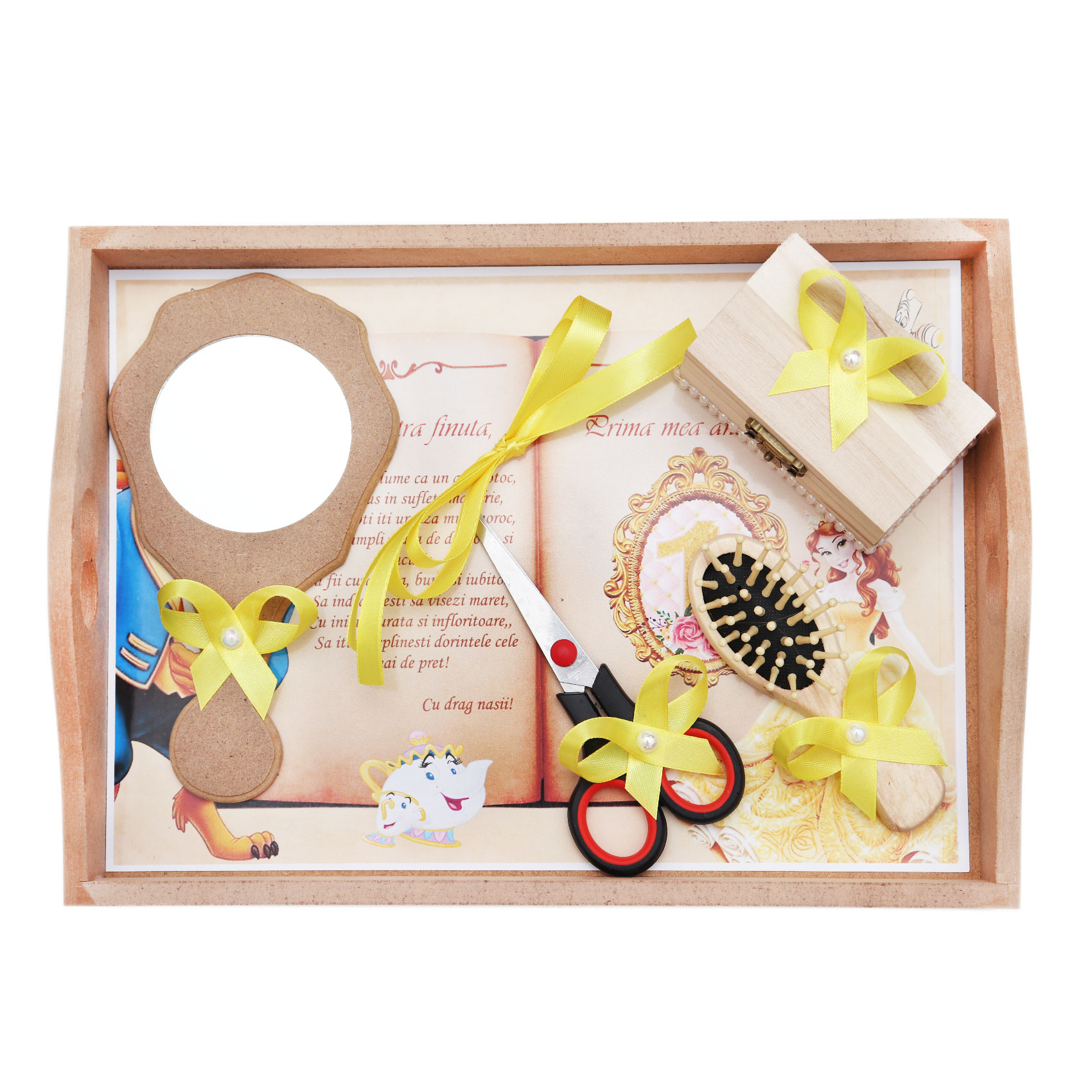 Set tava pentru taiere mot/turta fete, model Frumoasa si Bestia 6 piese ...