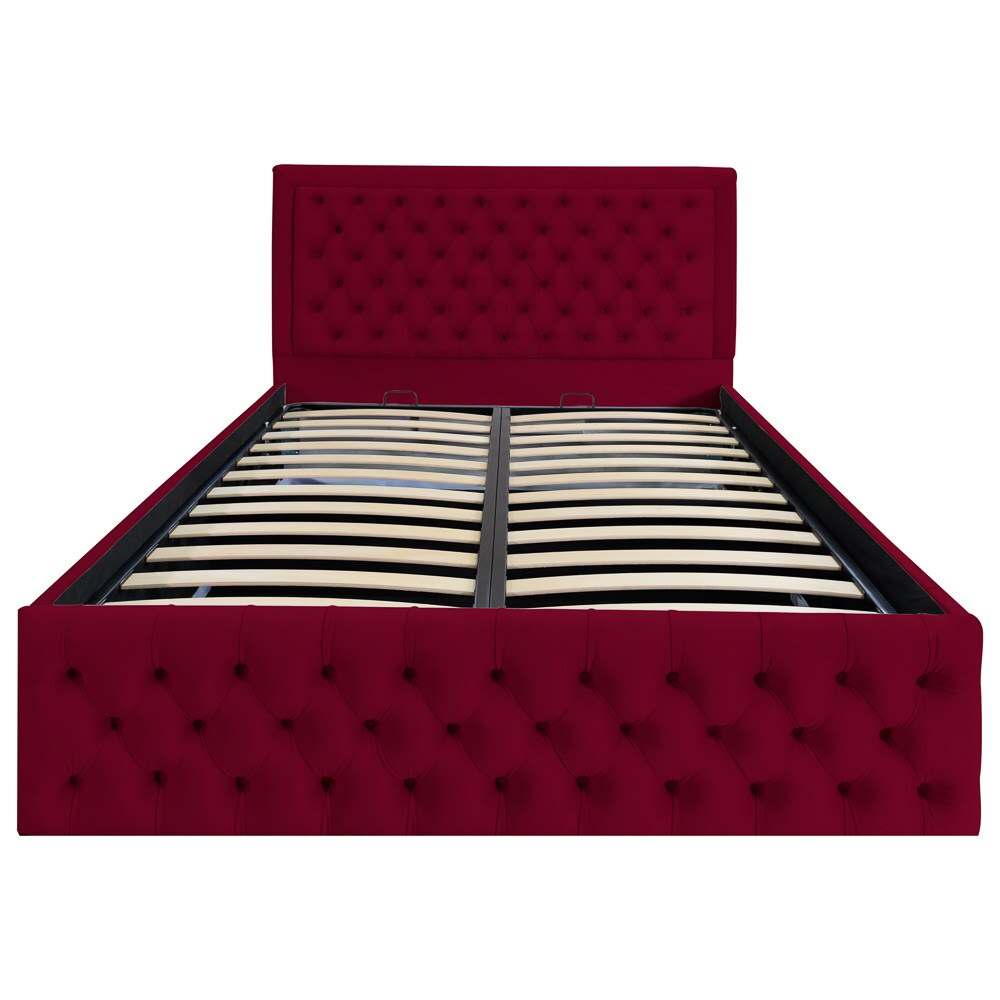 Pat dublu tapitat Louisiana Deluxe 180/200 cm culoare visiniu cu ...