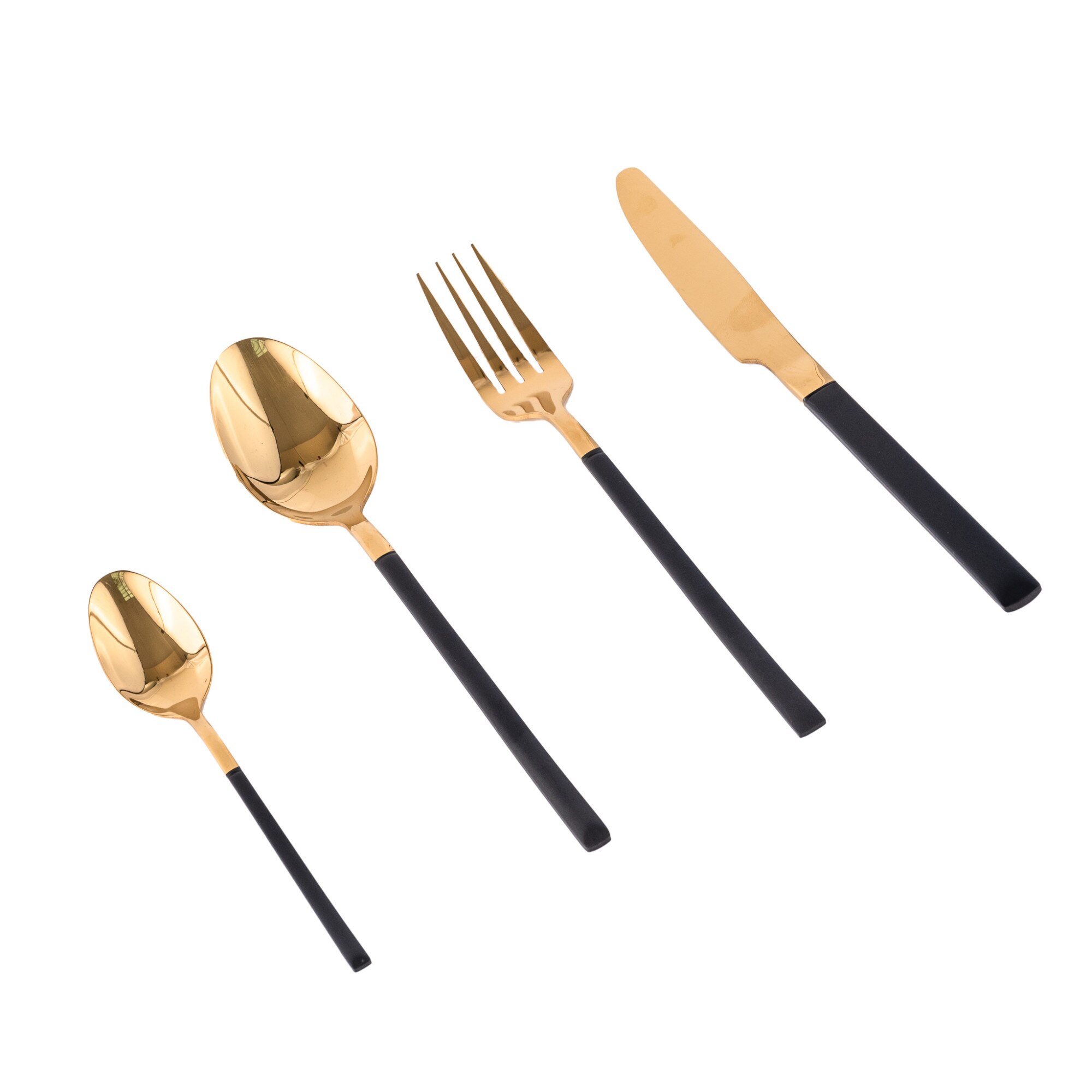 Set 16 tacamuri din inox, TRENDY’S, negru-gold - eMAG.ro