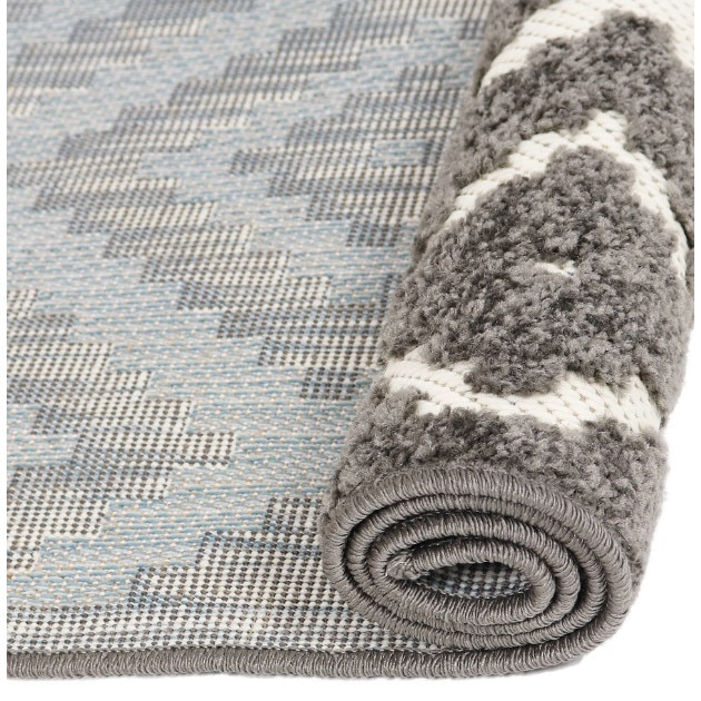 Covor decorativ, dreptunghiular, model romburi geometrice, lungime fir ...