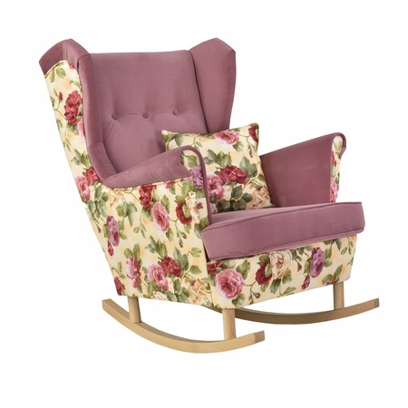 Fotoliu Balansoar Din Lemn Ari Print Duo Scandinav Puf Din Velur Pentru ...