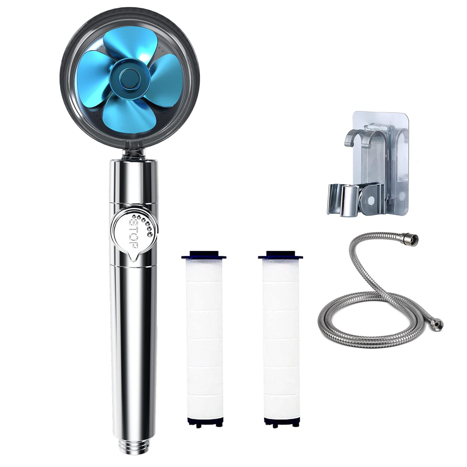 Cap de dus Turbo Hydro Jet, NOUSEG, Plastic, Albastru - eMAG.ro