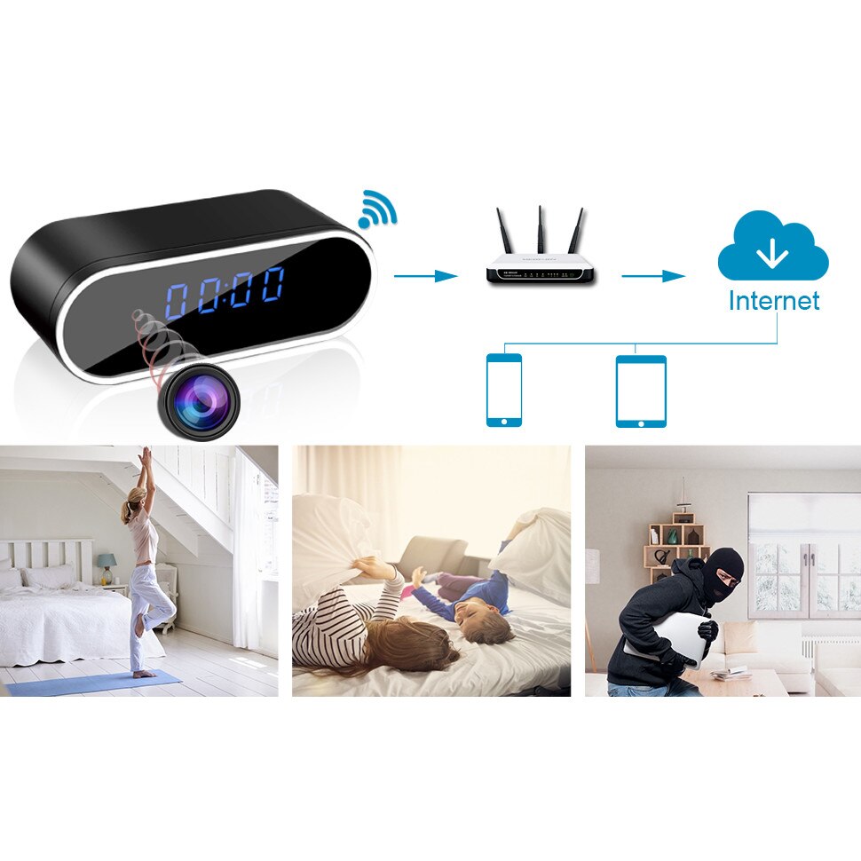 Ceas cu camera Spy ascunsa, 1080p, dispozitiv de supravghere casa ...