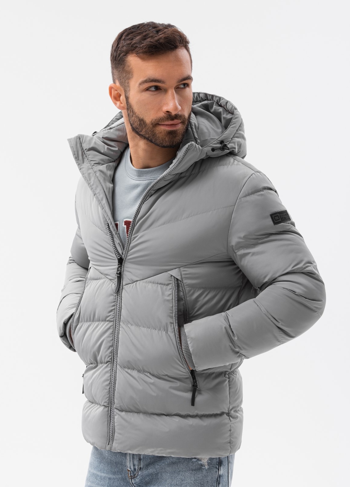 Geaca matlasata, Ombre, C519, gri, S - eMAG.ro