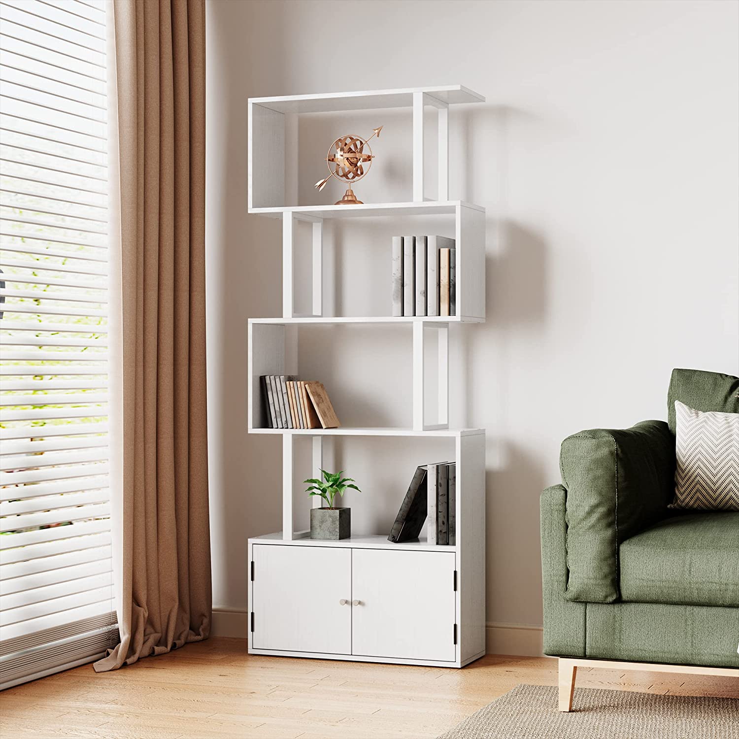 Biblioteca, Padma House, Fier/MDF, 174.5x70 cm, Alb - eMAG.ro