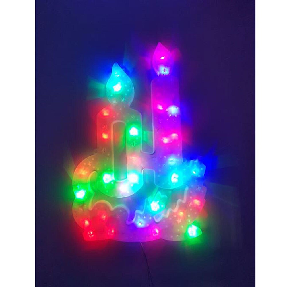 Decoratiune Craciun LED EDAR, Ornament Pentru Geam, 44x23 cm, Lumanari ...