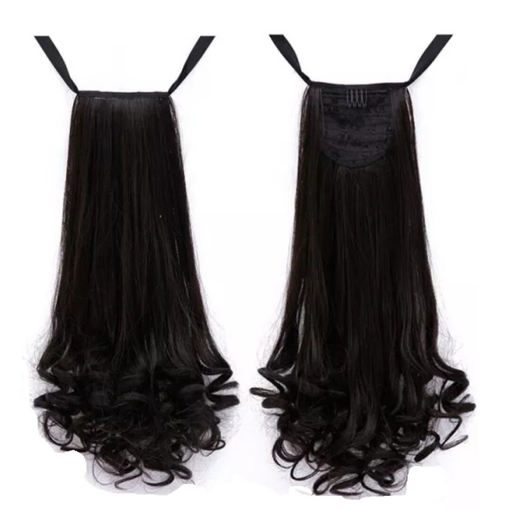 Extensie de par Coada par Neagra, 50 cm, ondulata, Animis Beauty ...