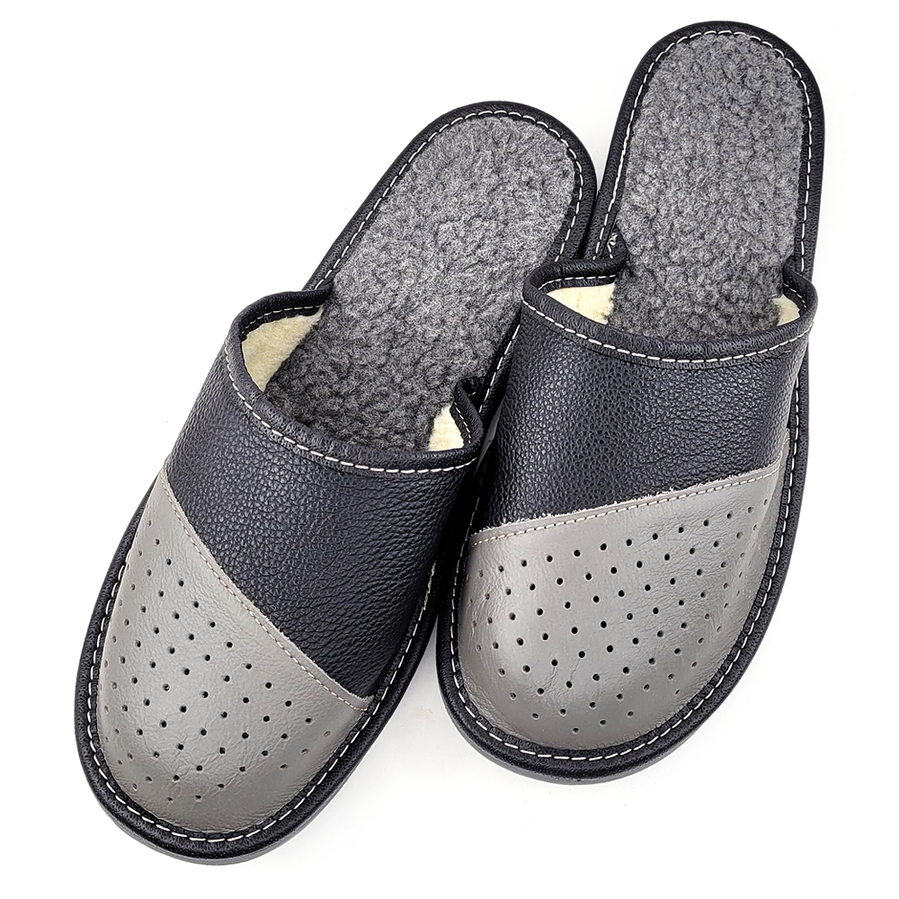 Papuci Barbati, Model 'Dark Mystik', Material Piele, Culoare Negru ...