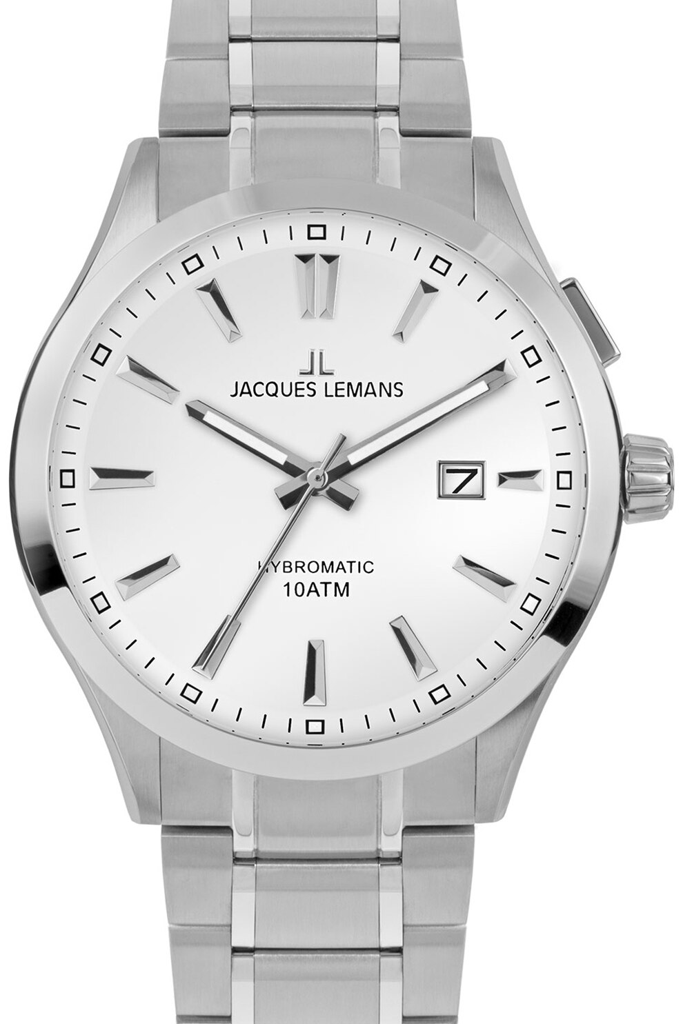 Jacques Lemans, Rozsdamentes acél szíjas automata karóra, Ezüstszín ...