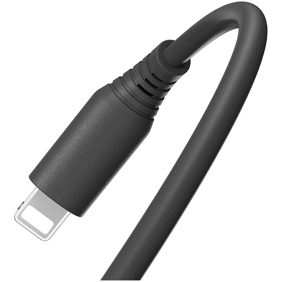Cablu silicon Tellur USB to tip Lightning, 3A, 1m, negru - eMAG.ro