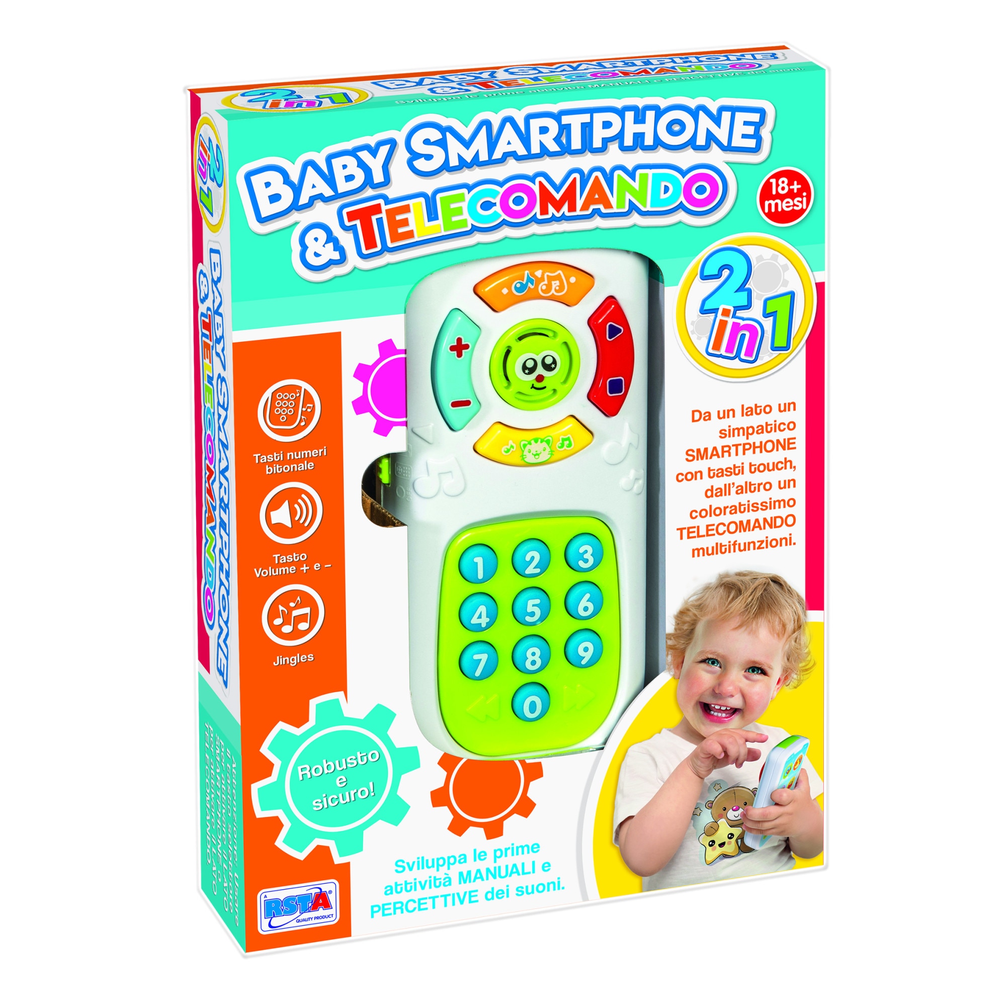 Jucarie bebe 2 in 1 muzicala, Telefon si telecomanda RS Toys cu sunete ...