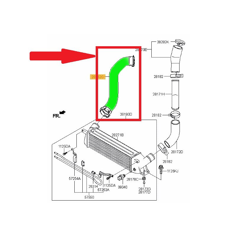 Furtun aer intercooler, Turborury, Hyundai H-12.5 crdi 28160 4A704 ...