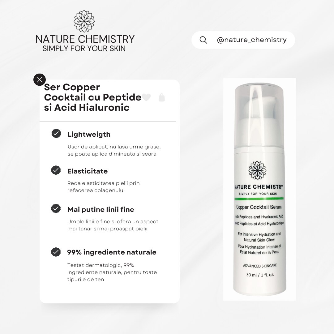 Ser Copper Cocktail cu Peptide si Acid Hialuronic Nature Chemistry, 30 ...