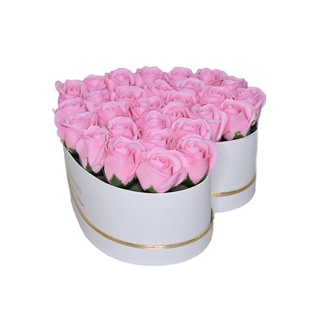 Aranjament floral inima cu trandafiri Rosii de sapun Special M, Roz ...