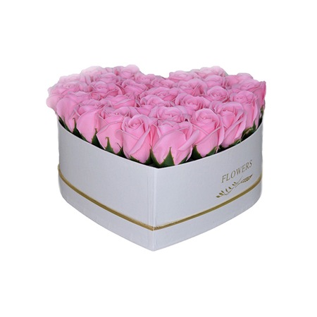 Aranjament floral inima cu trandafiri Rosii de sapun Special M, Roz ...