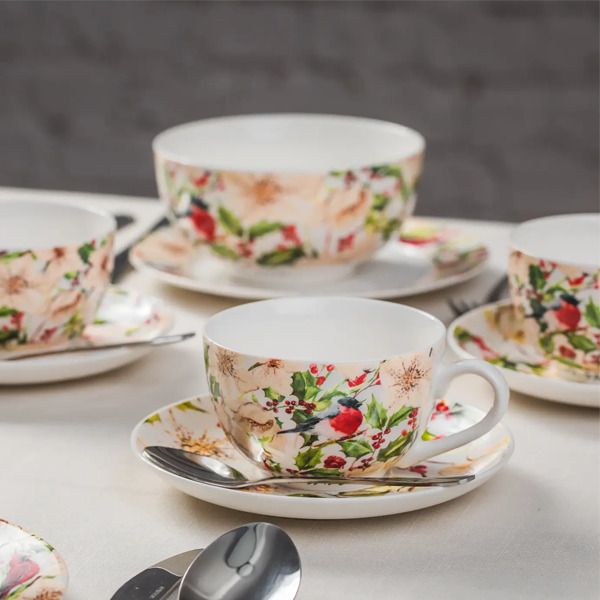 Set servire ceai sau cafea, 12 piese, 6 persoane, Ambition Greenery ...