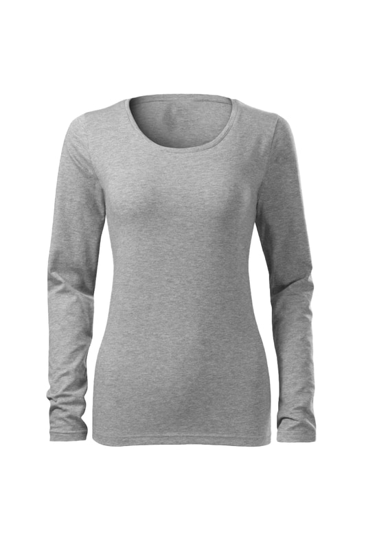 Bluza pentru femei, maneca lunga, Slim Fit, 95% Bumbac, 180 g/m², Gri ...