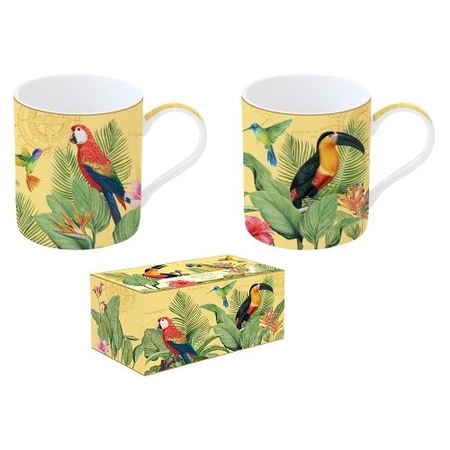 Set 2 cani, Perfecto, Portelan, 350 ml, Paradisul Exotic, Multicolor ...