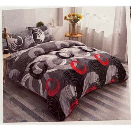 Set Lenjerie Cocolino cu elastic, Model Cercuri, Husa de pat 180x200 ...