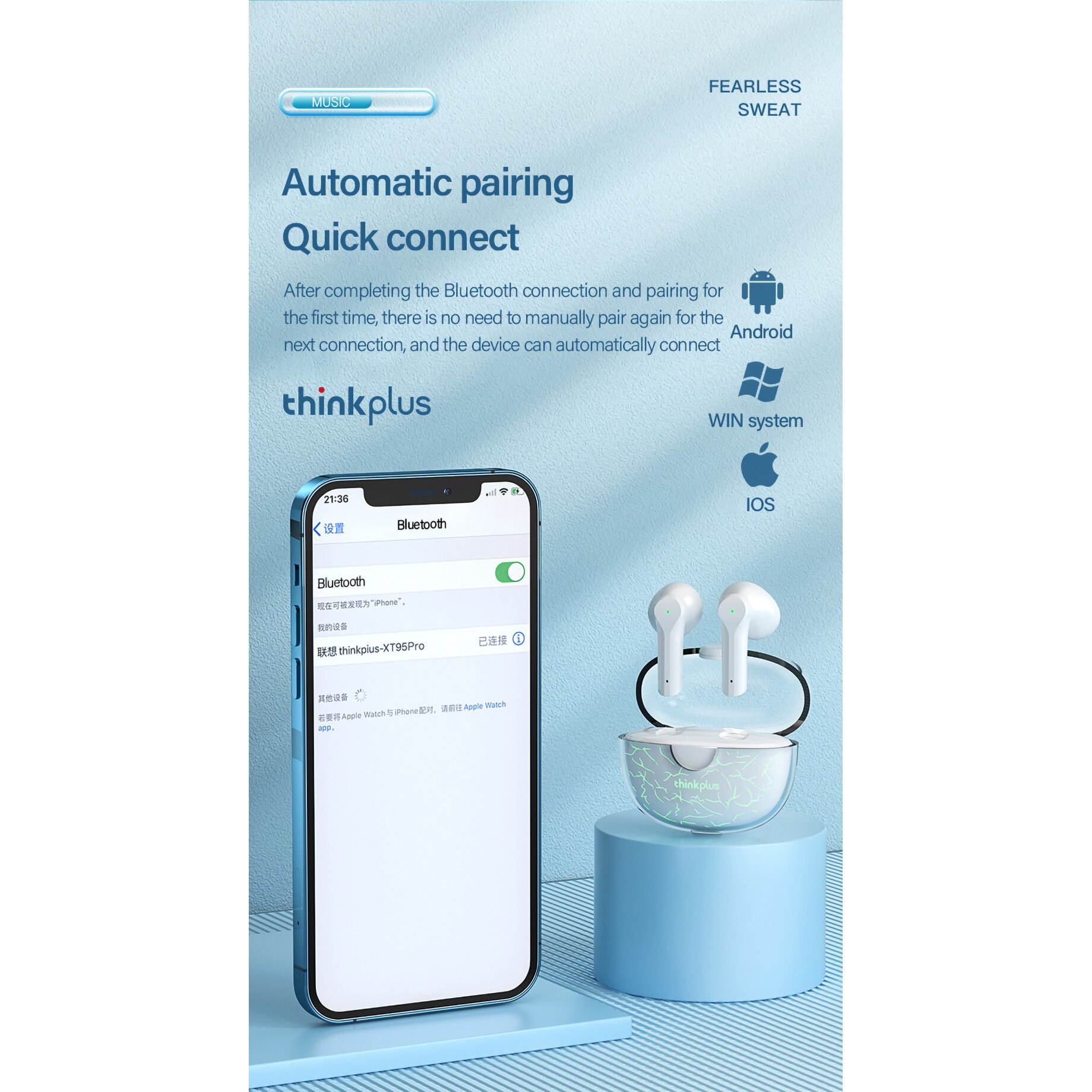 Casti Thinkplus XT95Pro, Lenovo, Bluetooth 5.1, Microfon incorporat ...