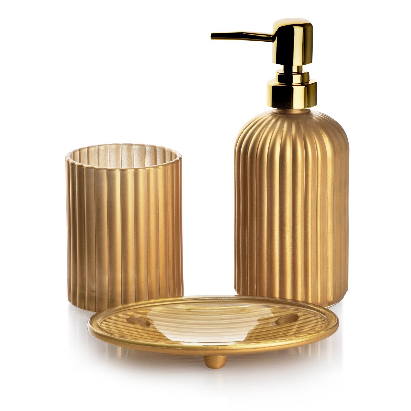 Set de baie Mat Ari Gold, Sticla, 3 Piese, Auriu - eMAG.ro