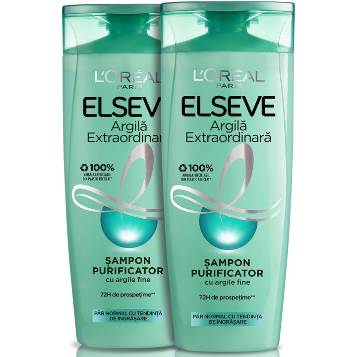 Set L'Oreal Paris 2x Sampon purificator Elseve Argila Extraordinara ...