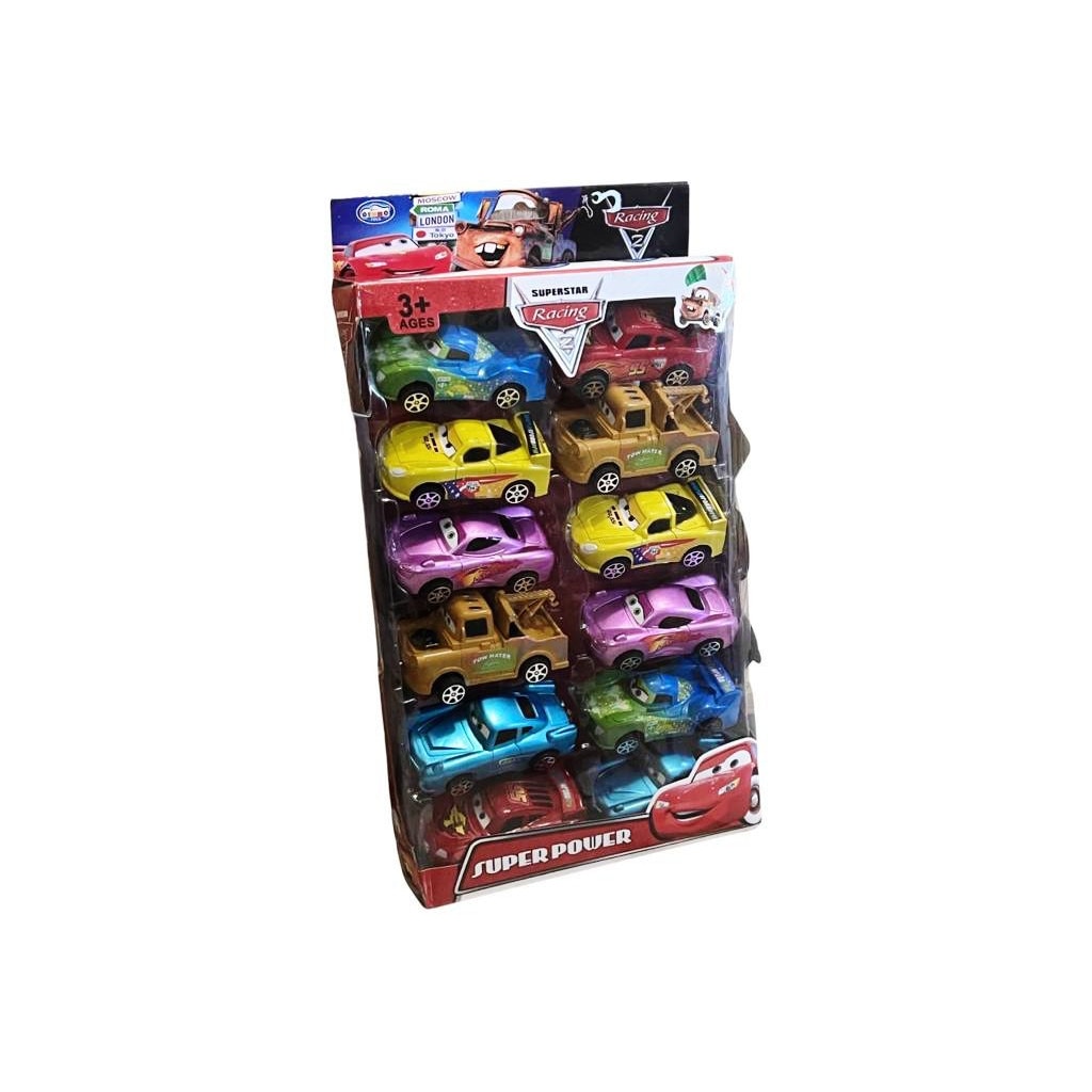 Set De 12 Masini Racing Cars cu Fulger McQueen, Multicolore - eMAG.ro