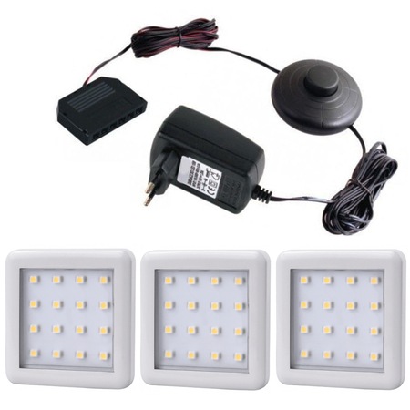 Set 3 buc Spoturi LED, Corp de iluminat pentru Mobila, Alimentator, Alb ...