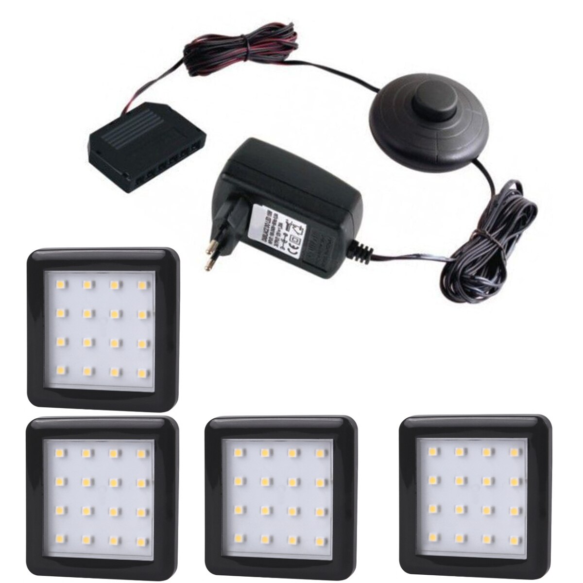 Set 4 buc Spoturi LED, Corp de iluminat pentru Mobila, Alimentator ...