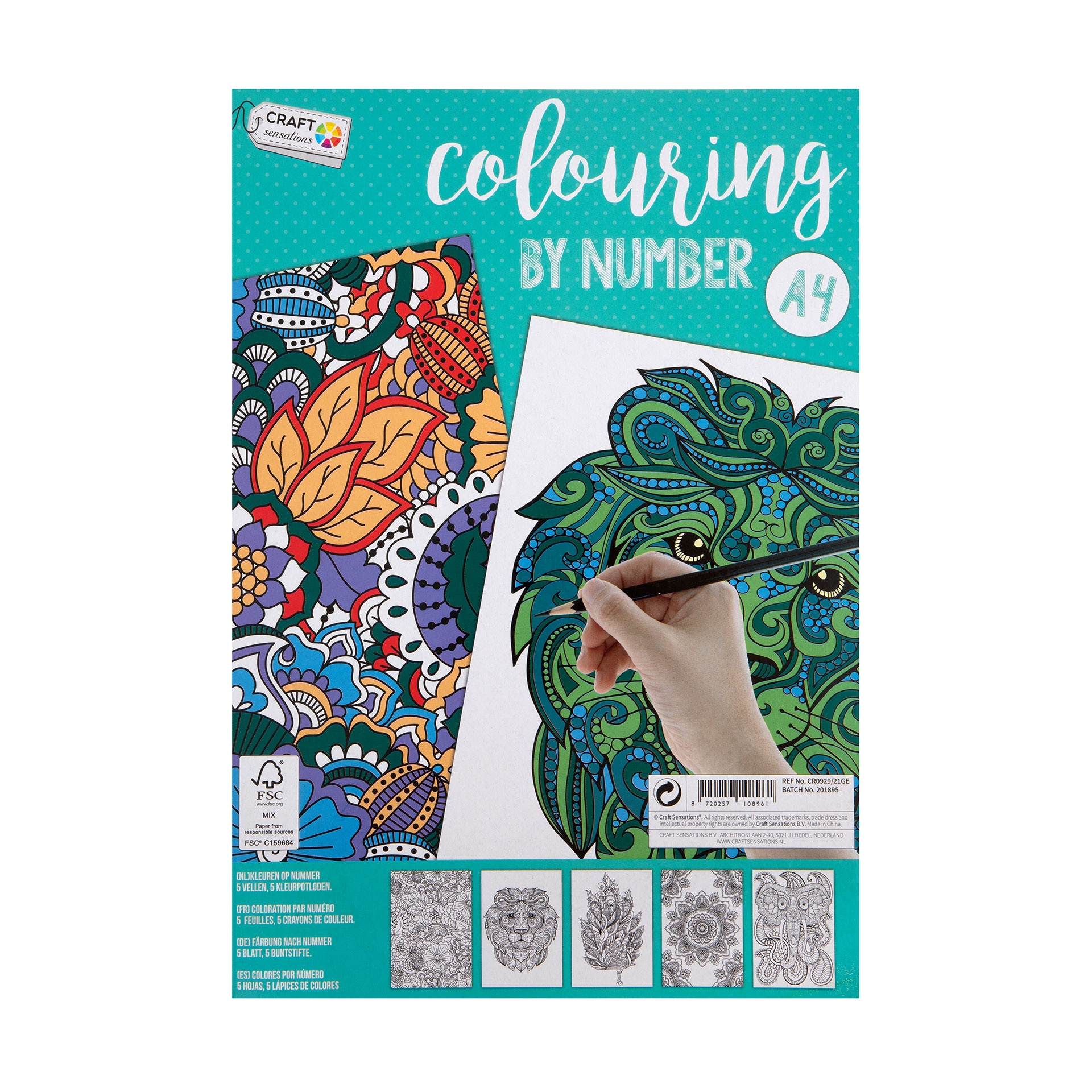 Книжка за оцветяване Grafix, по номера, А4, с 5 листа и 5 молива - eMAG.bg