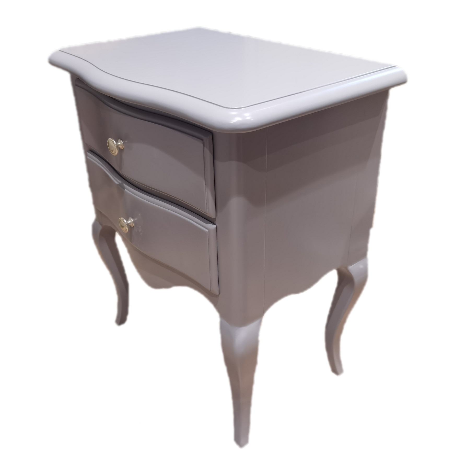 Noptiera 2 sertare 1751T, lemn masiv, culoare gri, 57 x 38 x 67 cm ...